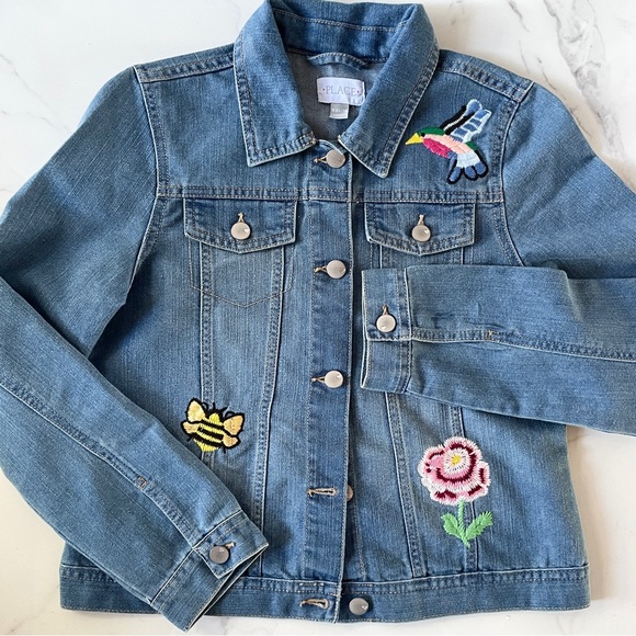 Place | Jackets & Coats | Place Girls Patches Denim Jean Jacket ...